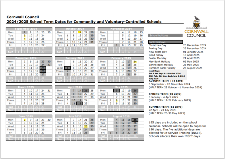 Term Dates - Godolphin Primary School